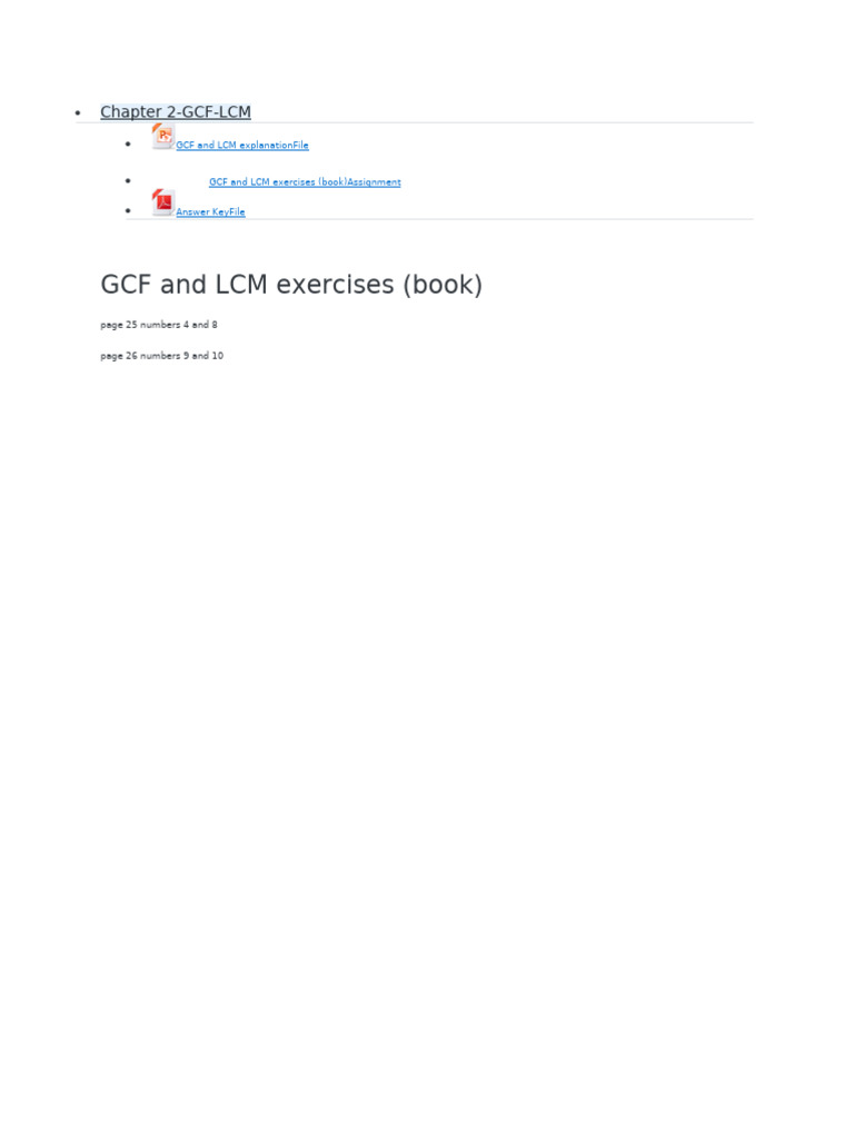 GCF and LCM Exercises (Book) | PDF | Teaching Methods & Materials ...