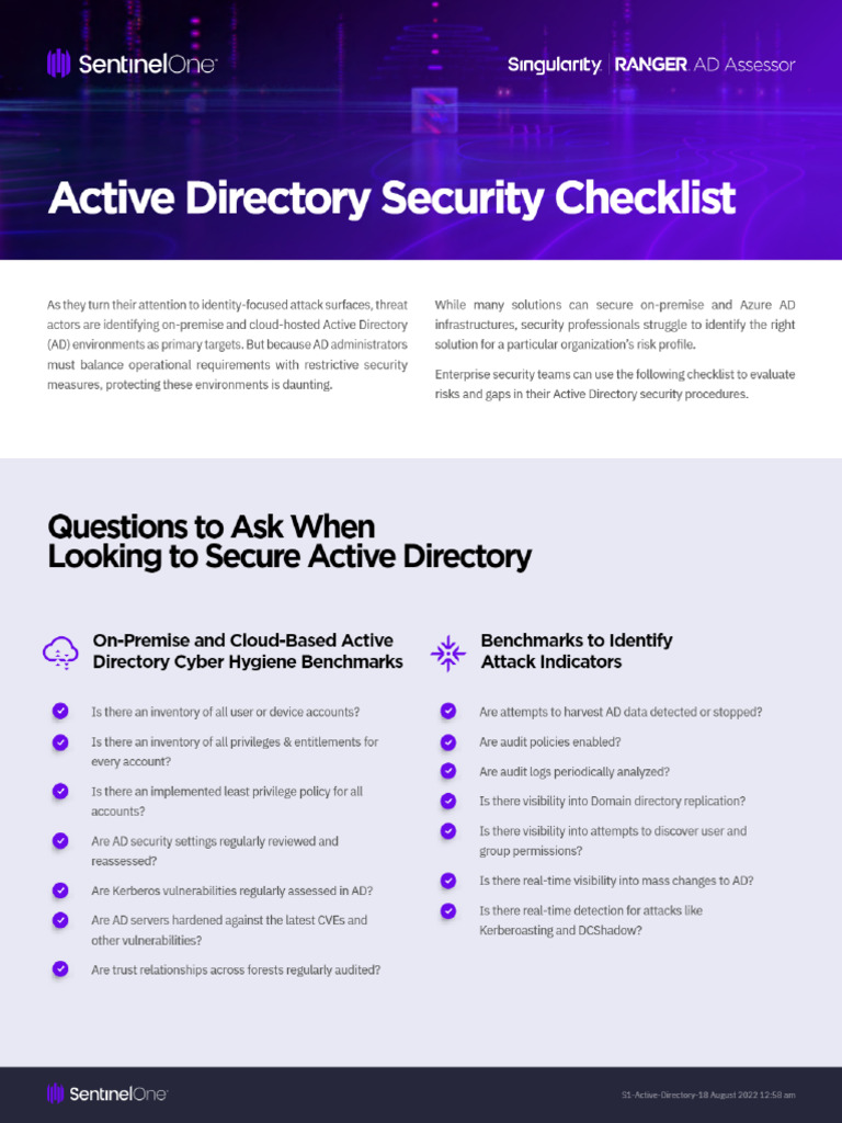 Active Directory Security Checklist | PDF