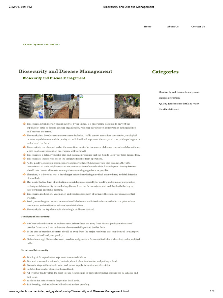 Biosecurity and Disease Management | PDF