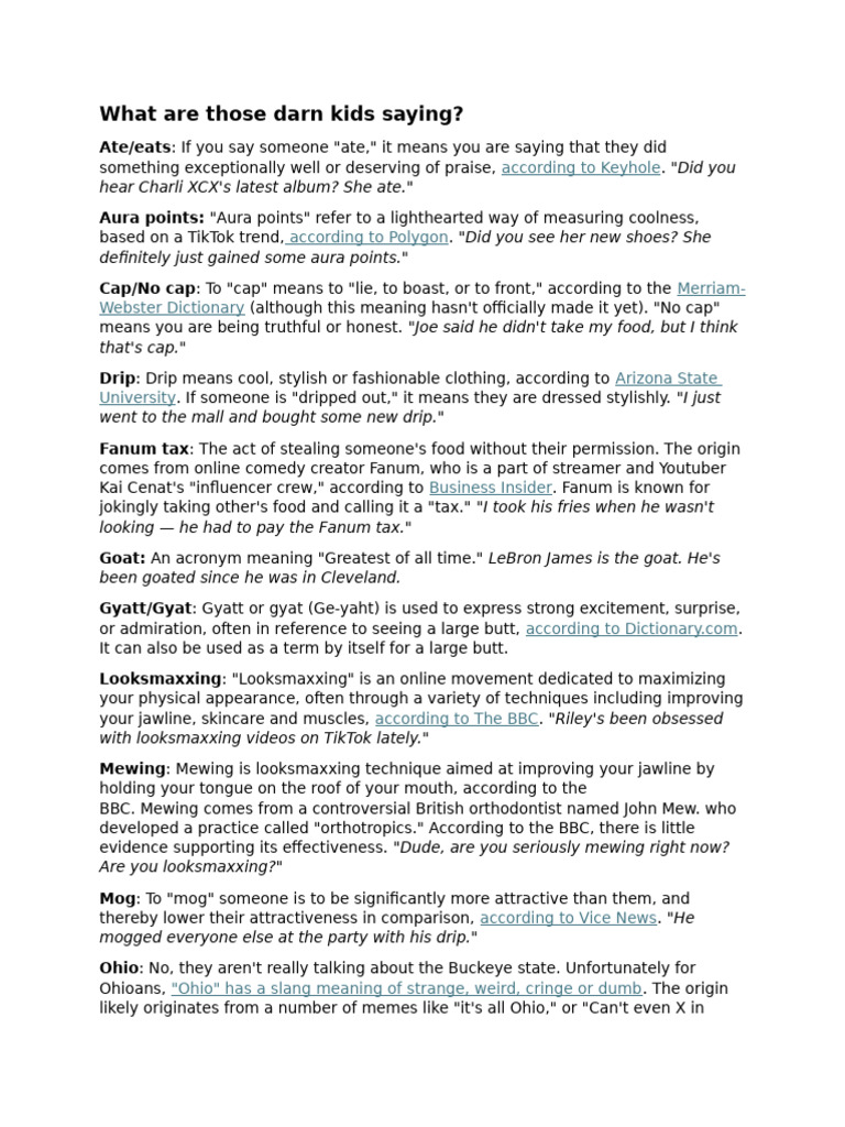 What are those Darn Kids Saying.ColumbusDispatch.Aug 2024 | PDF What are those Darn Kids Saying.ColumbusDispatch.Aug 2024 | PDF