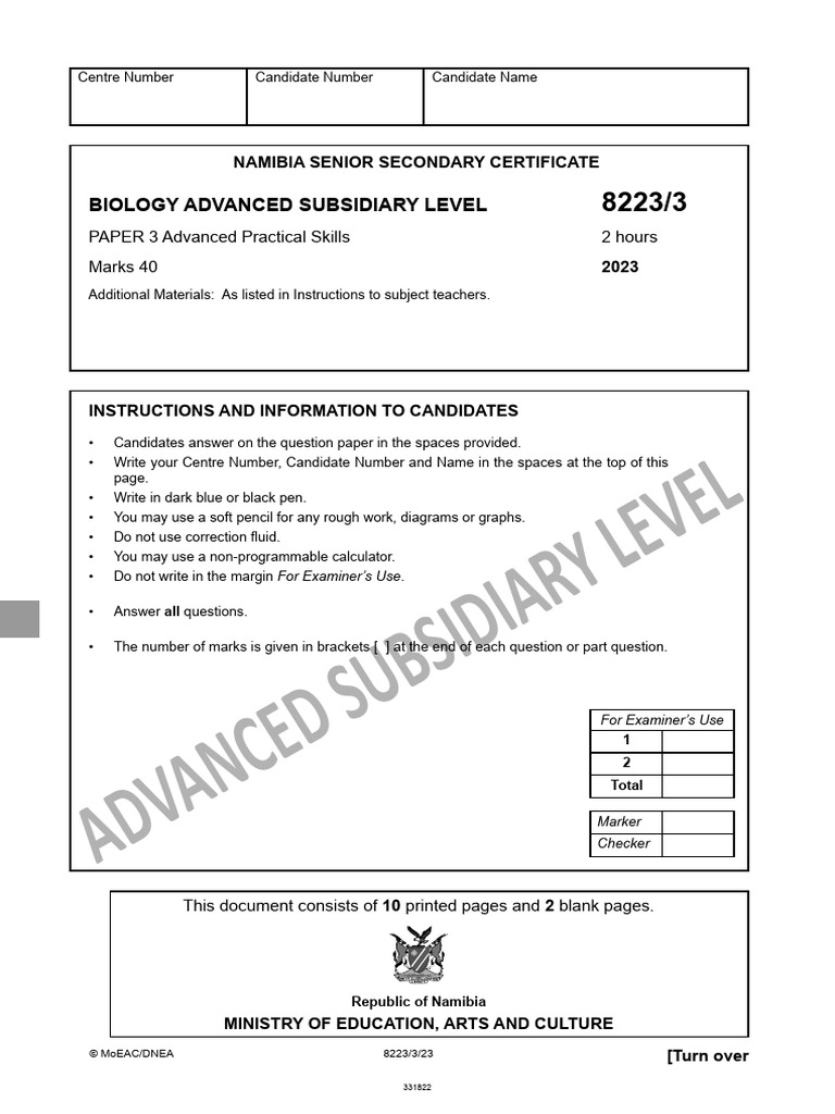 AS - Biology Paper 3 8223-3 - First Revised Proof 24.03.2023 | PDF