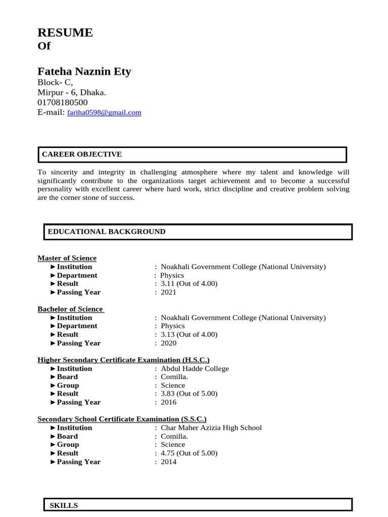 Resume of Ety | PDF