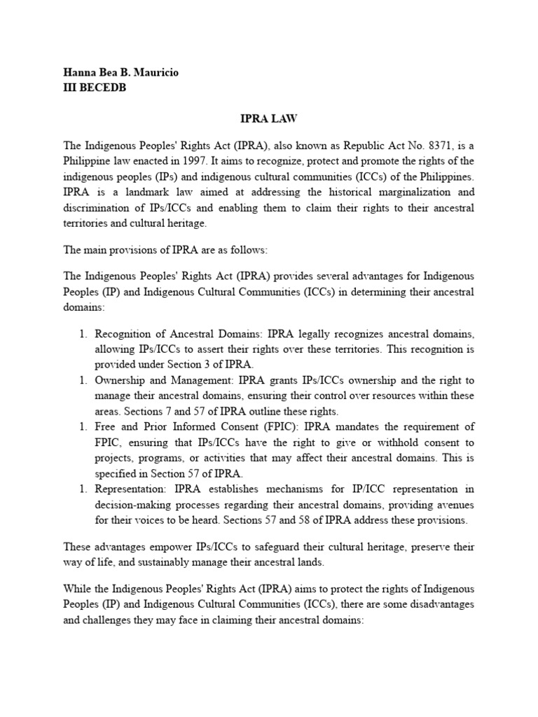 Ipted Ipra Law | PDF