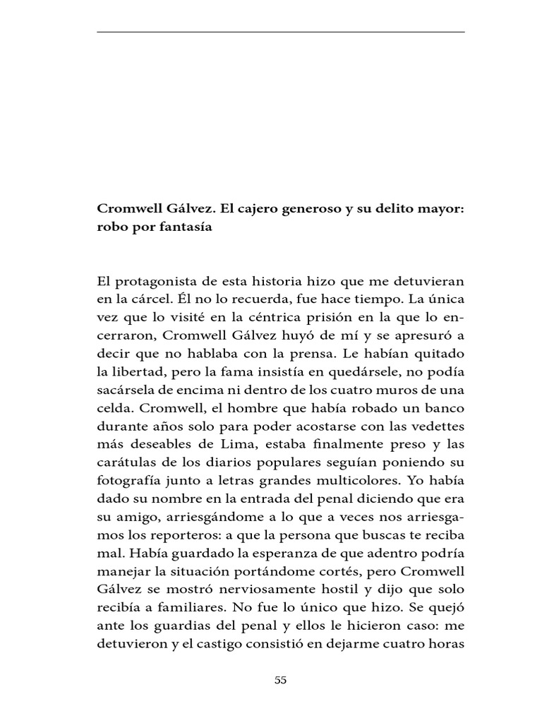 Cronwell Galvez, El Cajero Generoso - Juan Manuel Robles | PDF ...