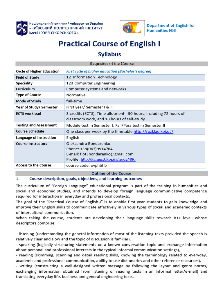 ЗО 04 Practical foreign language course I | PDF