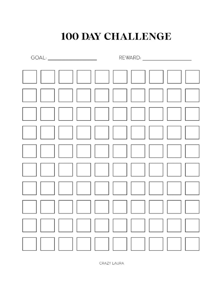 Free 100 Day Challenge Sheet 1 | PDF