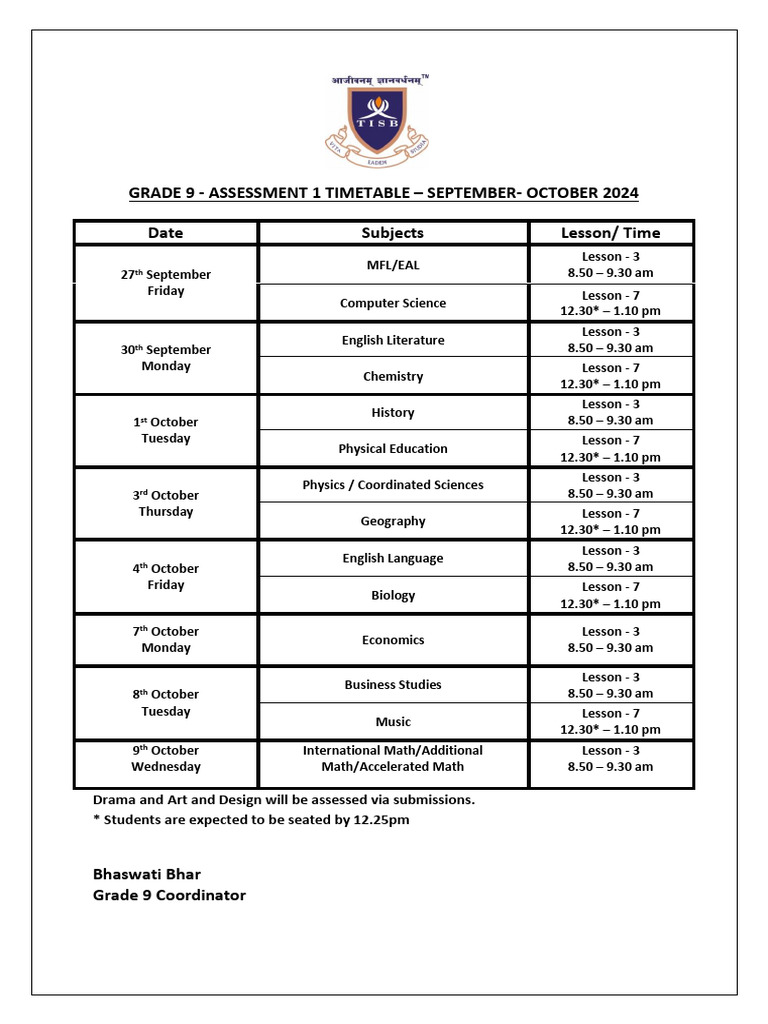 Assesment Schedule | PDF