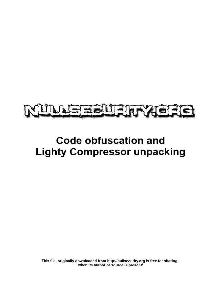 Code Obfuscation & Lighty Unpacking | PDF