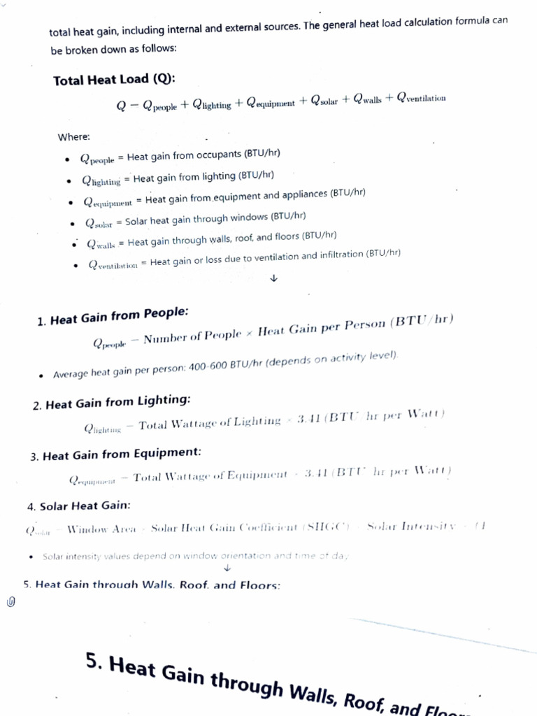 Heat Load Calculation | PDF
