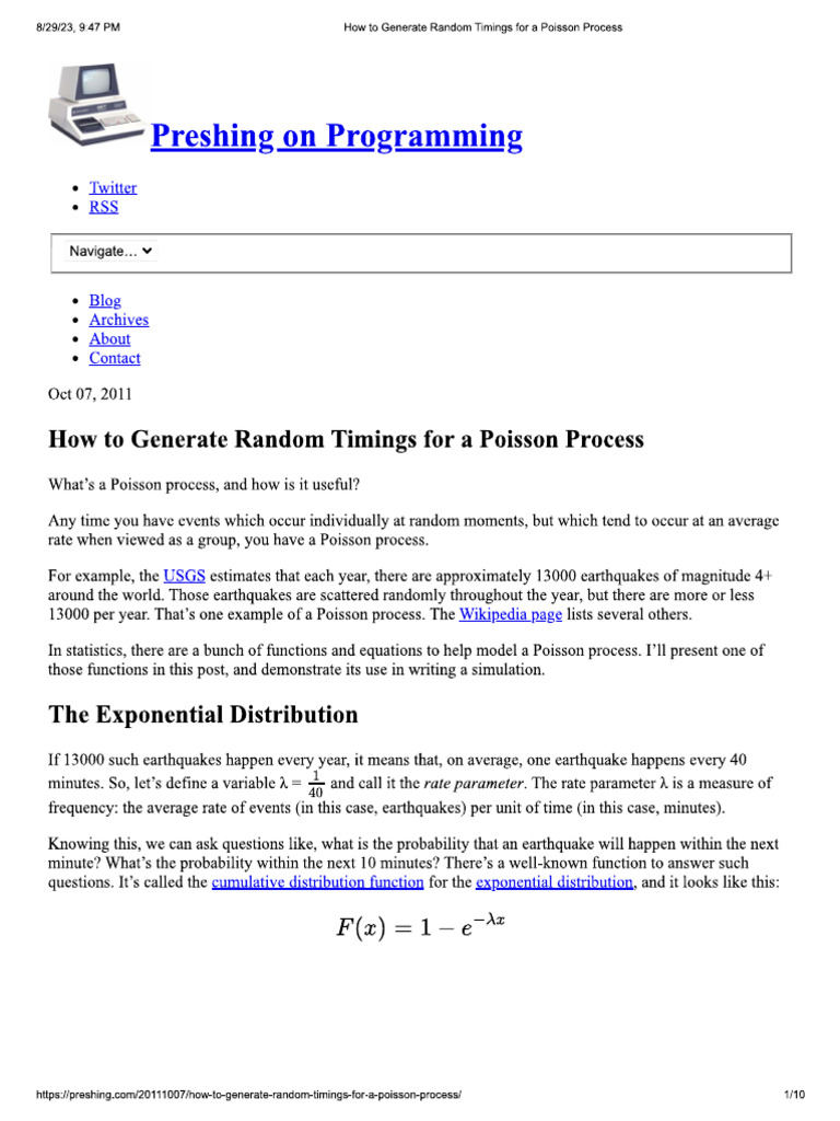 Poisson Process - Preshing | PDF