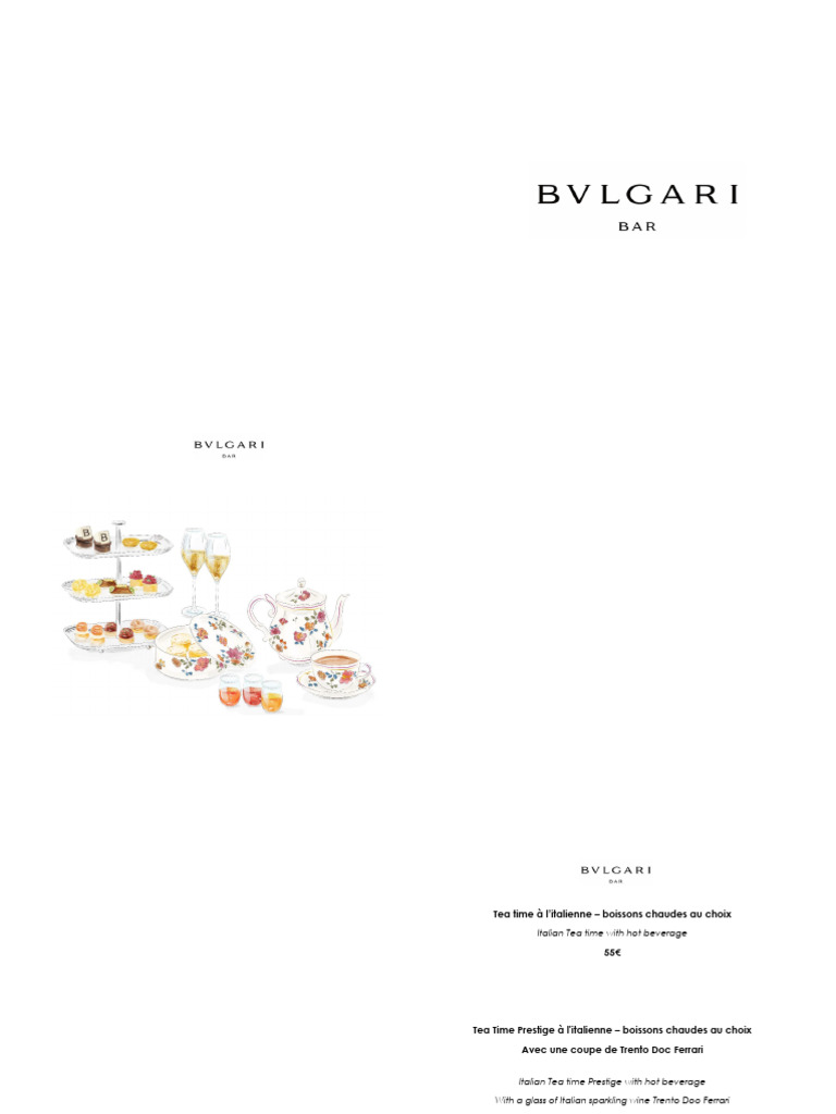Bulgari Hotel Paris Bulgari Lounge Tea Time | PDF