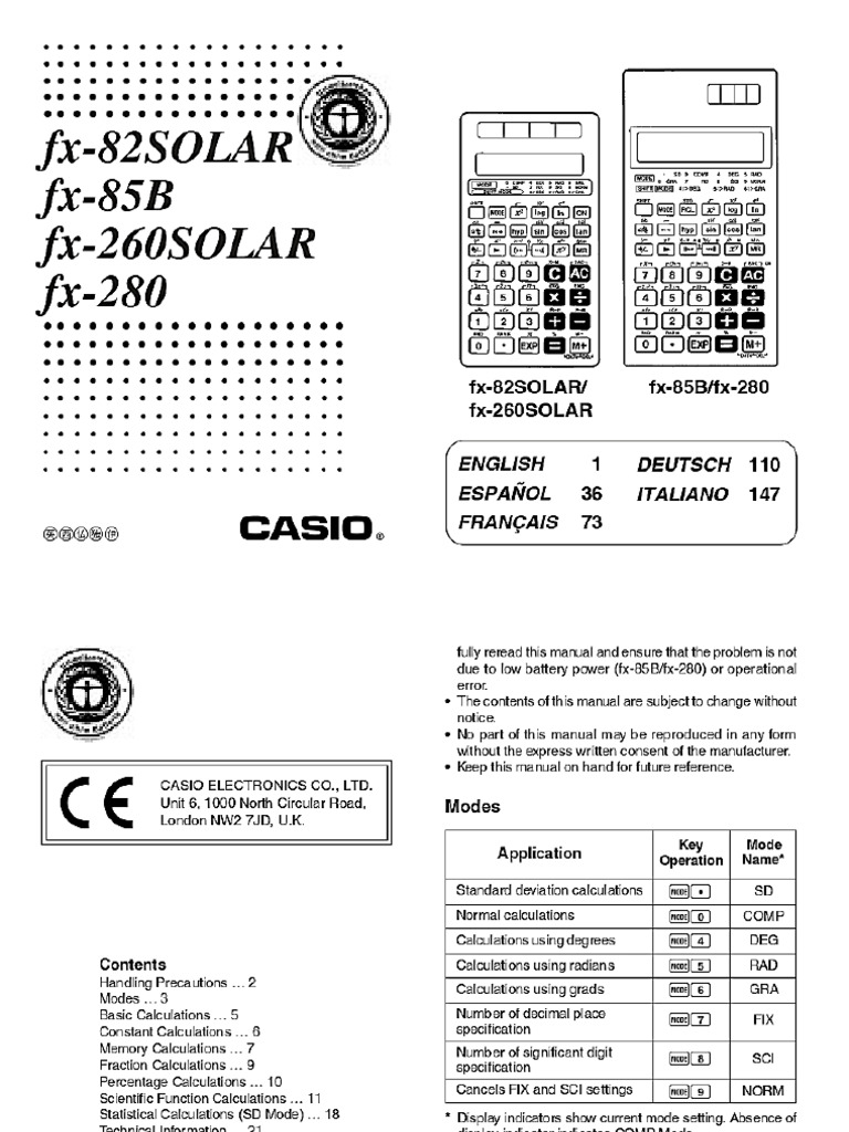 Casio - fx-82SOLAR gUIDE Latest | PDF