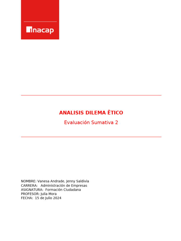 Trabajo Dilema Etico. | PDF