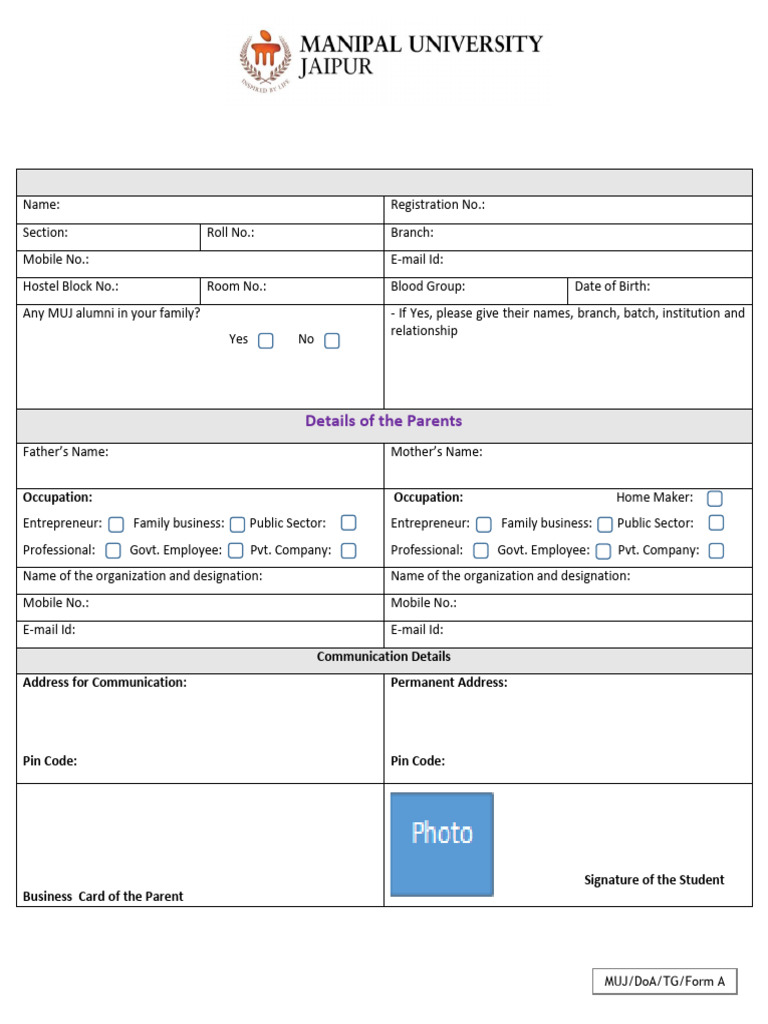 Form A MUJ | PDF