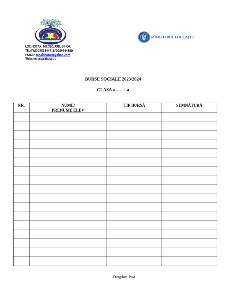 Tabel Burse Sociale | PDF | Social Science