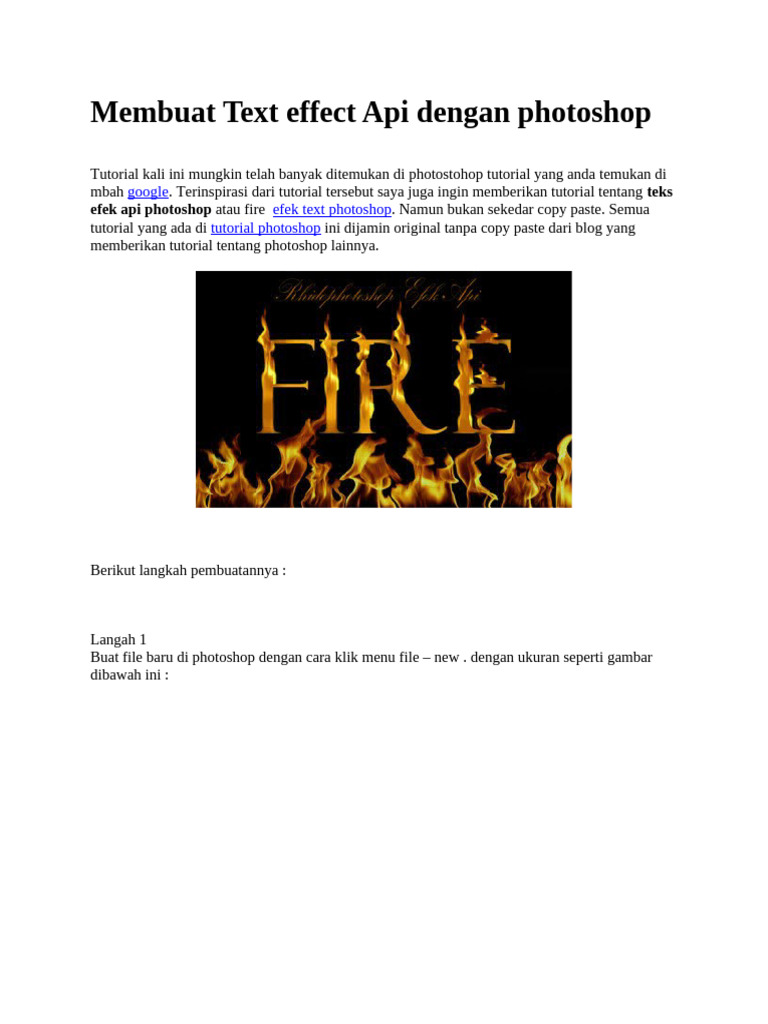 Membuat Text Effect Api Dengan Photoshop | PDF