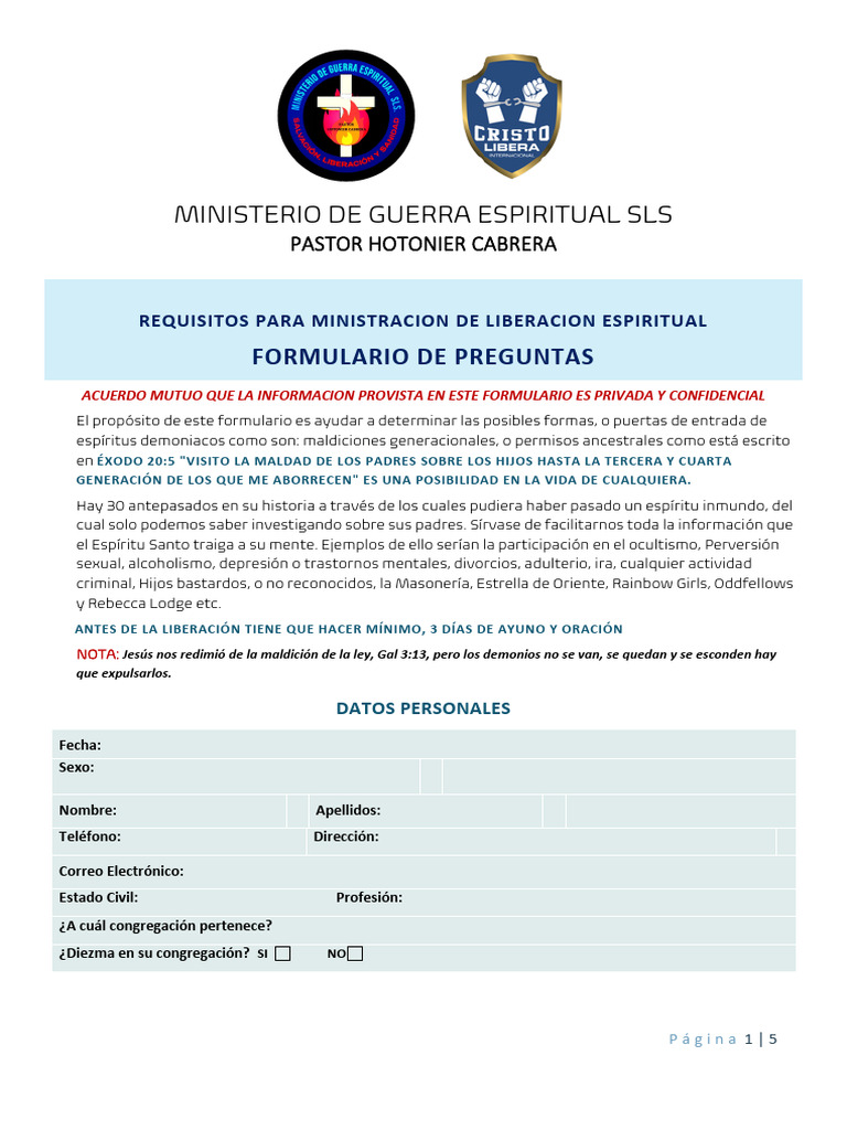 Cuestionario Liberacion Cristo Libera Official | PDF