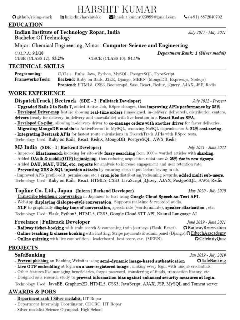 Harshit Resume 20230919 | PDF