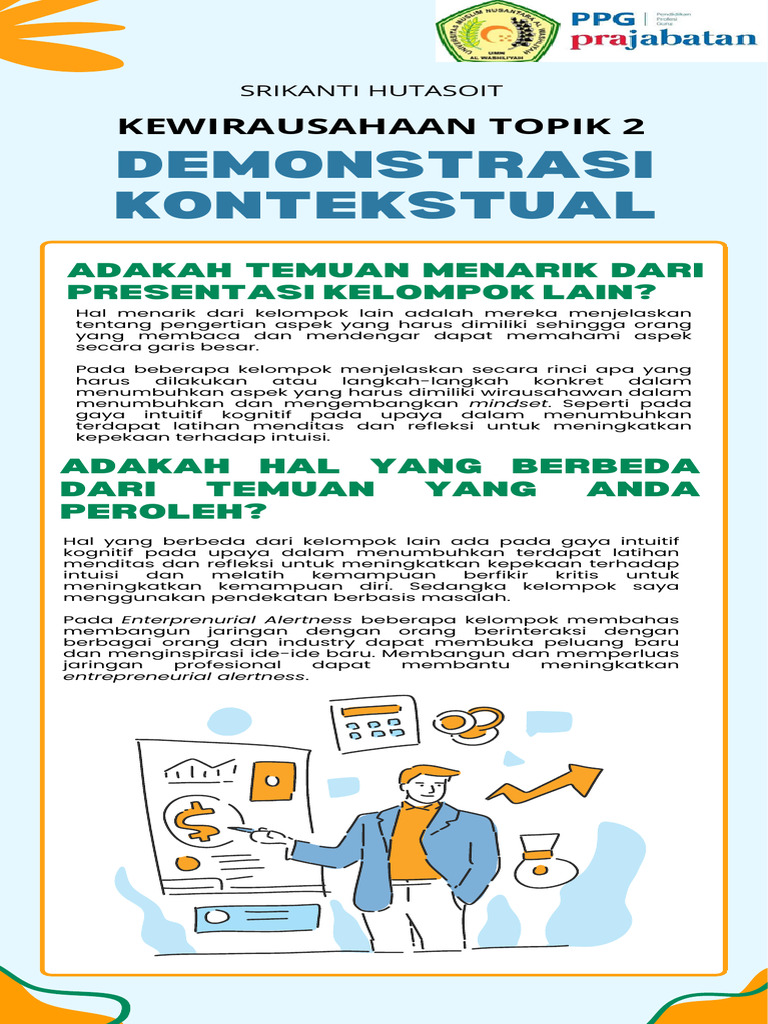 demonstrasi kontekstual kewirausahaan topik 2 | PDF
