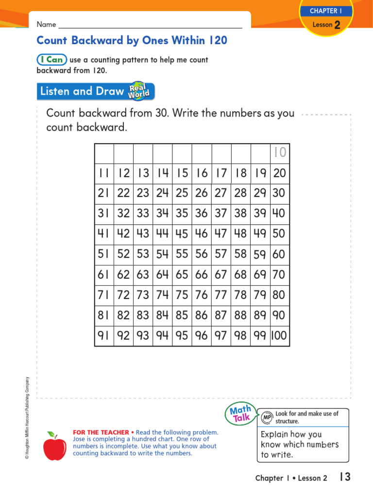 Listen and Draw: Count Backward From 30. Write The Numbers As You Count ...