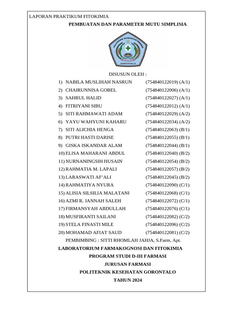 Laporan Mutu Simplisia | PDF