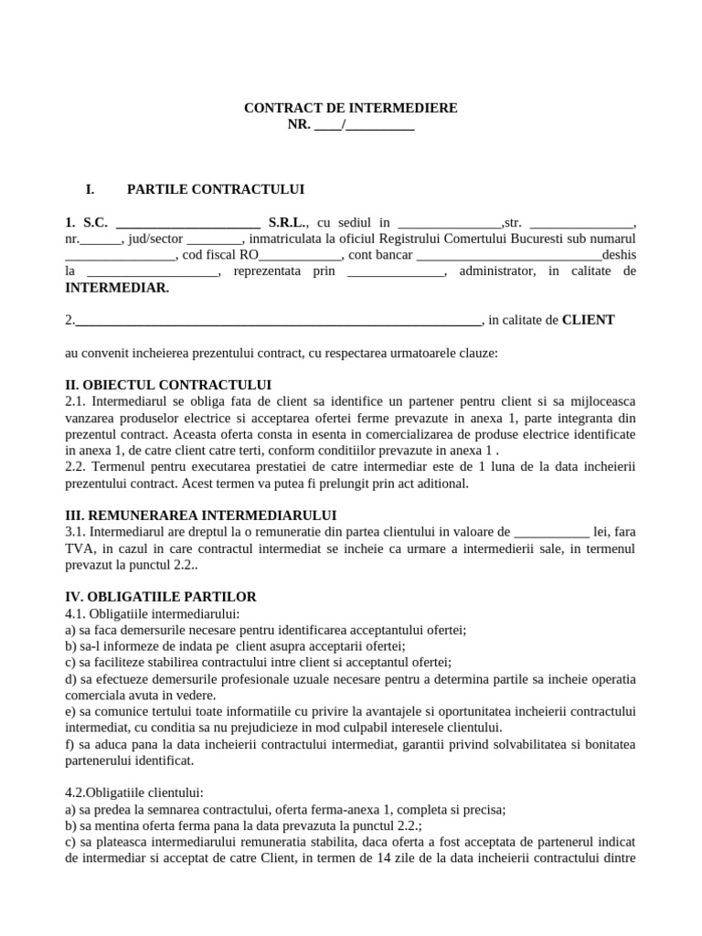 Model Contract Intermediere | PDF | Law