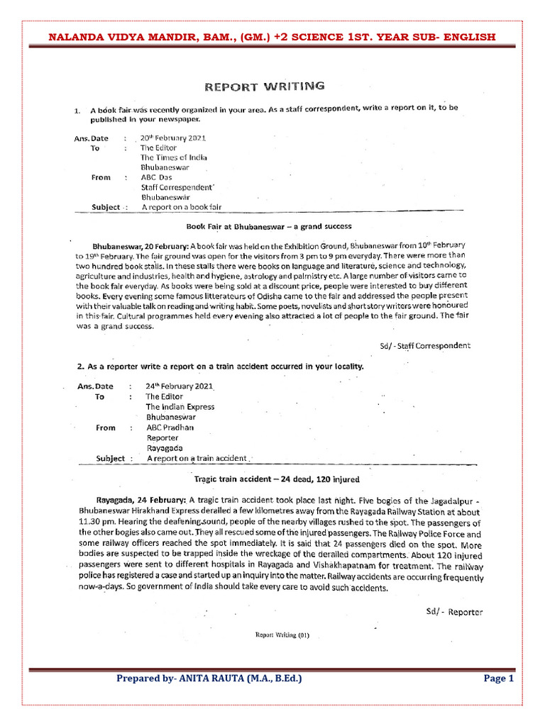 Short Report Writing | PDF