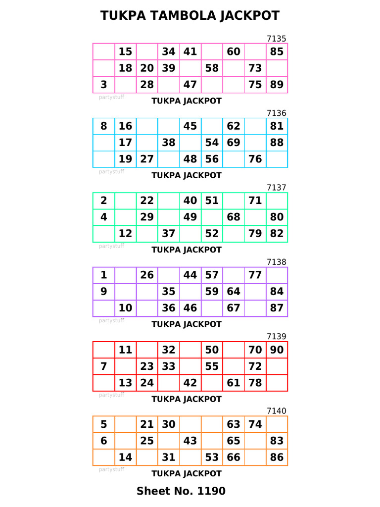 Sheet No. 1190: Tukpa Jackpot | PDF