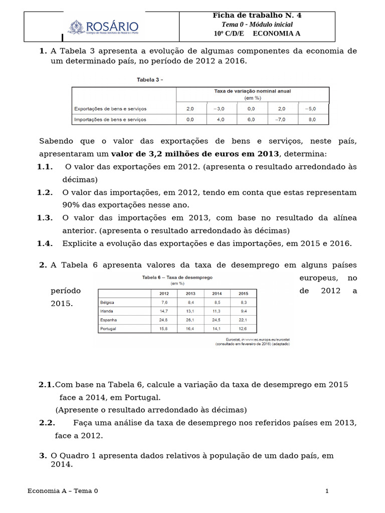 Ficha trabalho 3 Módulo Inicial | PDF