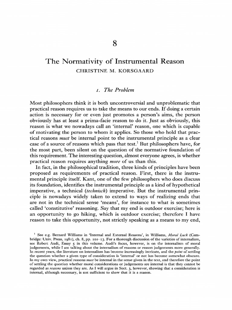 Korsgaard 1997 - The Normativity of Instrumental Reason | PDF