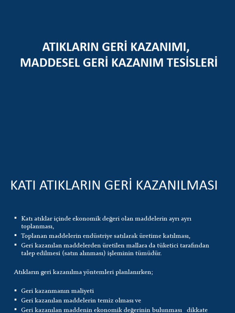 4.ders-Atiklarin Geri̇ Kazanimi | PDF