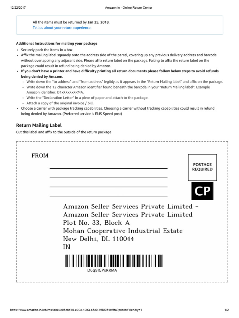 Amazon Return Print | PDF