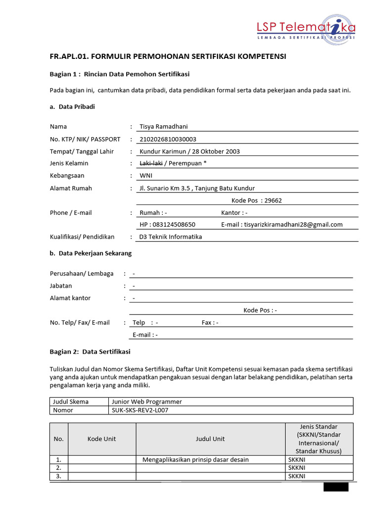 FR - Apl 01 - JWP - Tisya Ramadhani | PDF