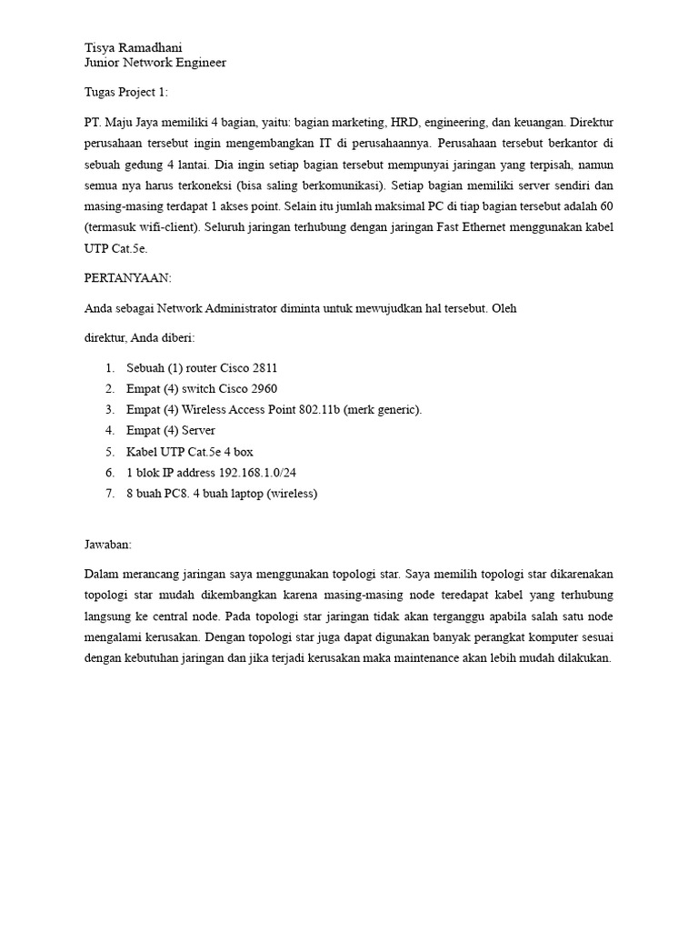 PROJECT 1 - Tisya Ramadhani - JNA | PDF