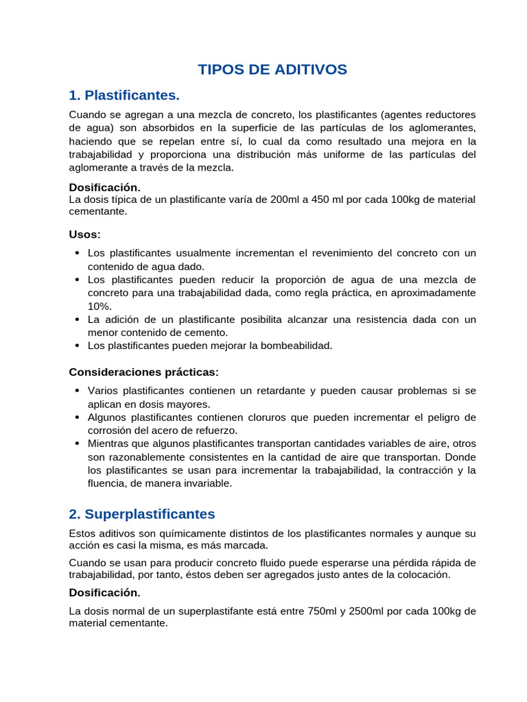 Tipos de Aditivos | PDF