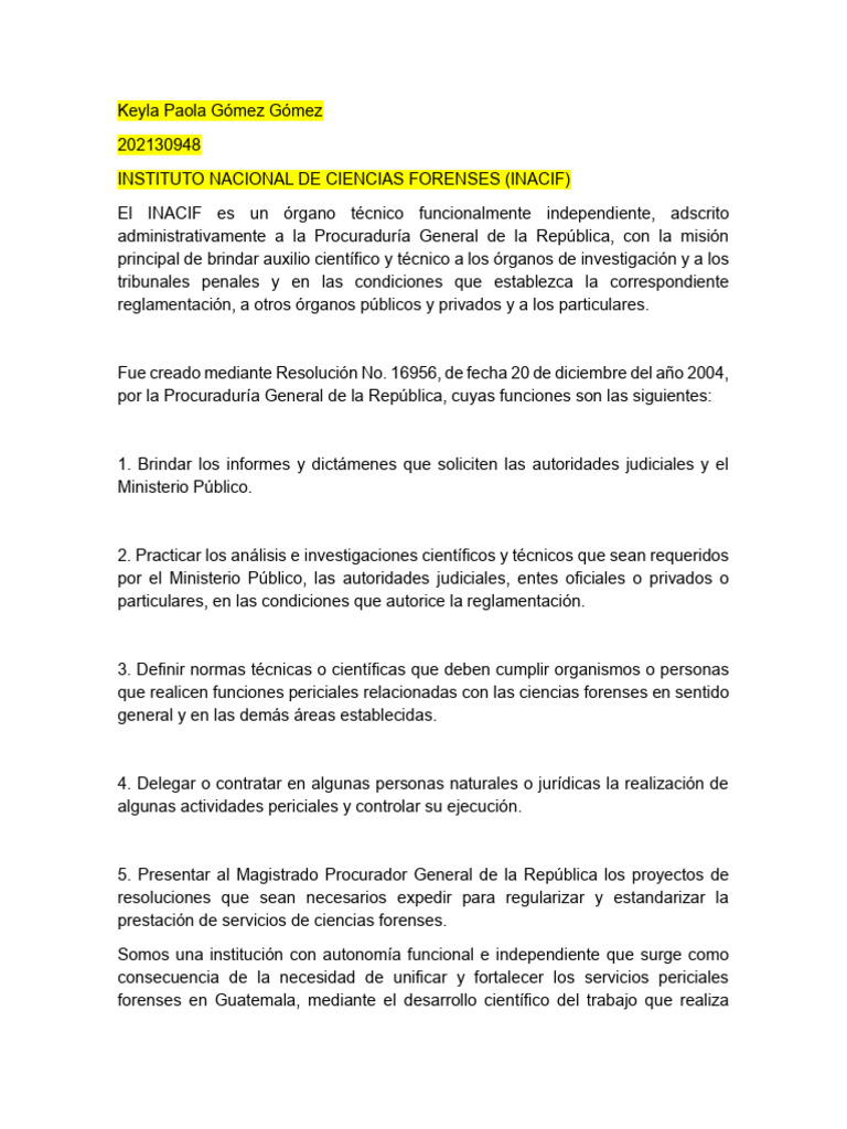 Funciones del INACIF en Guatemala | PDF | Jurisprudencia médica
