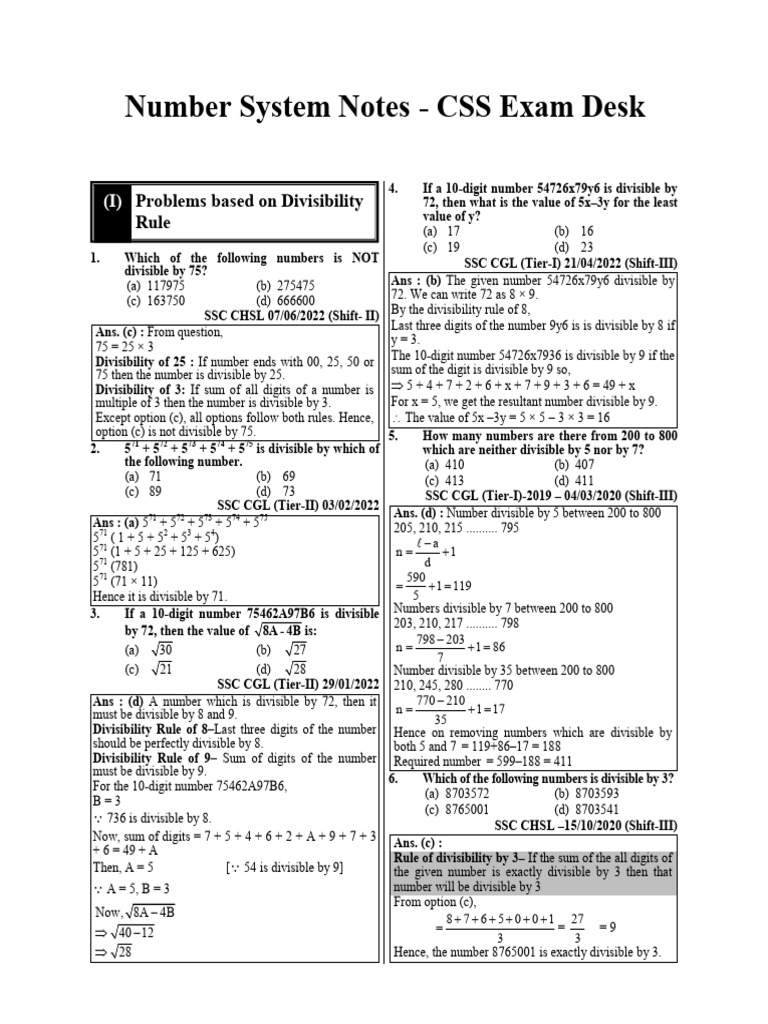 Divisibility Problems and Solutions | PDF | Division (Mathematics ...