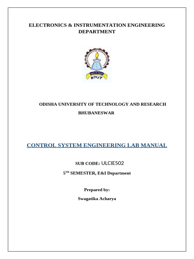 Control Lab Manual | PDF