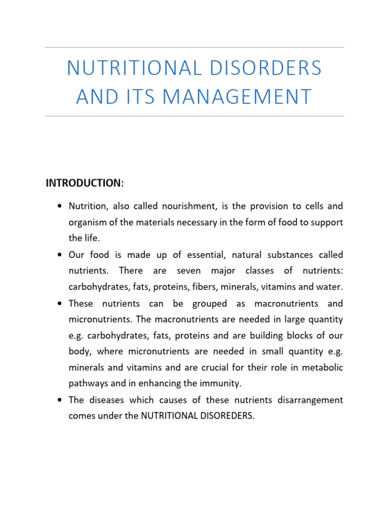 Nutritional Disorders | PDF