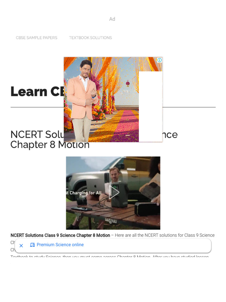 NCERT Solutions for Class 9 Science Chapter 8 Motion | PDF