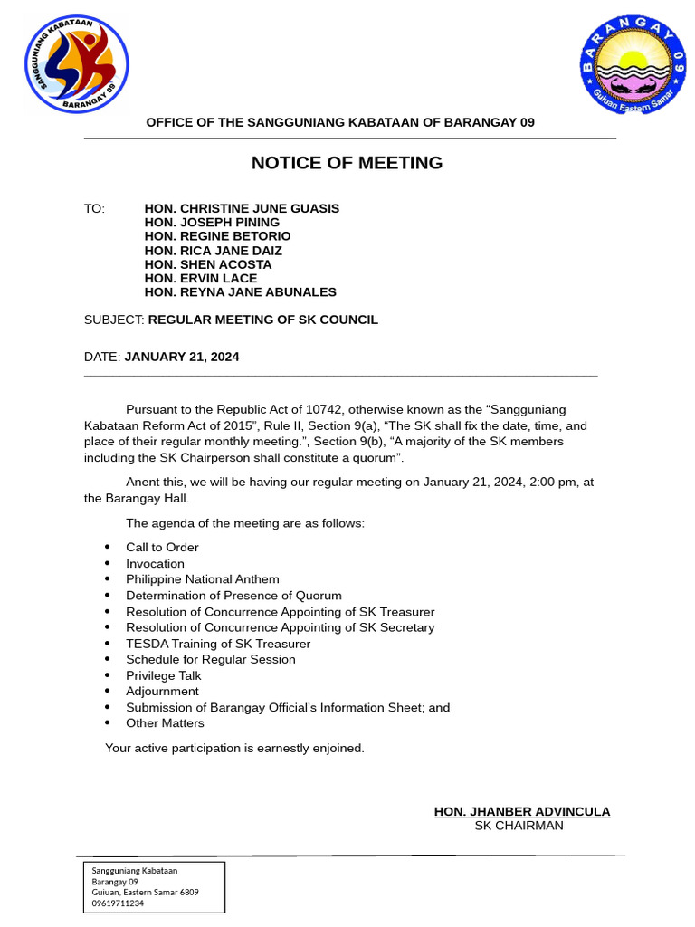 Notice of Meeting | PDF