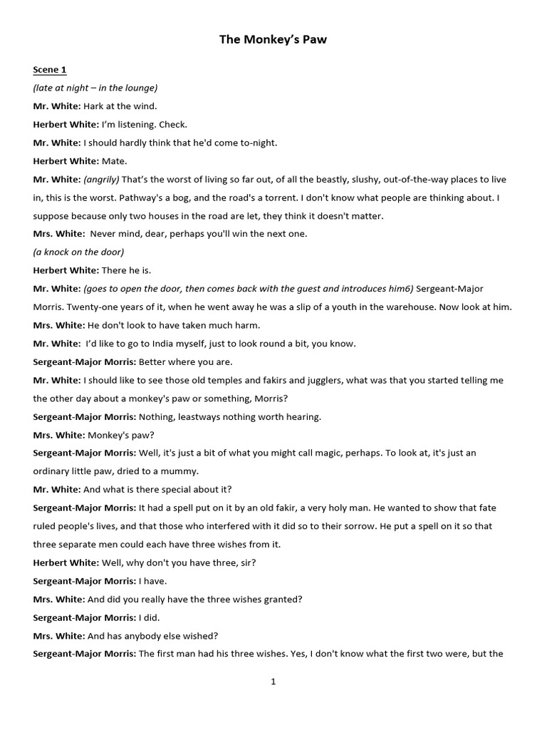 The Monkey's Paw Playscript Edited | PDF
