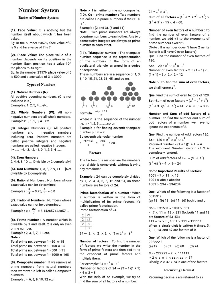 Number System Notes - CSS Exam Desk | PDF