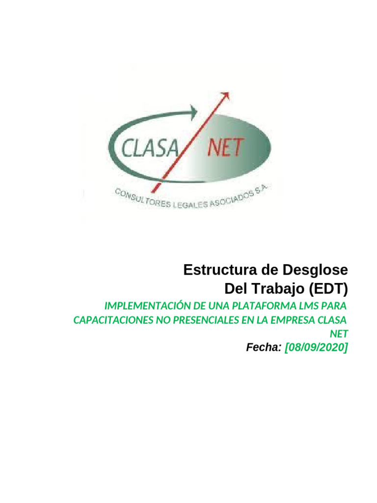 Estructura-de-Desglose-Del-Trabajo-EDT Gerencia de Proyectos | PDF | Informática | Negocios