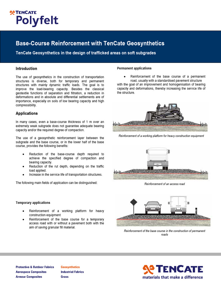 Base-Course Reinforcement With TenCate Geosynthetics | PDF