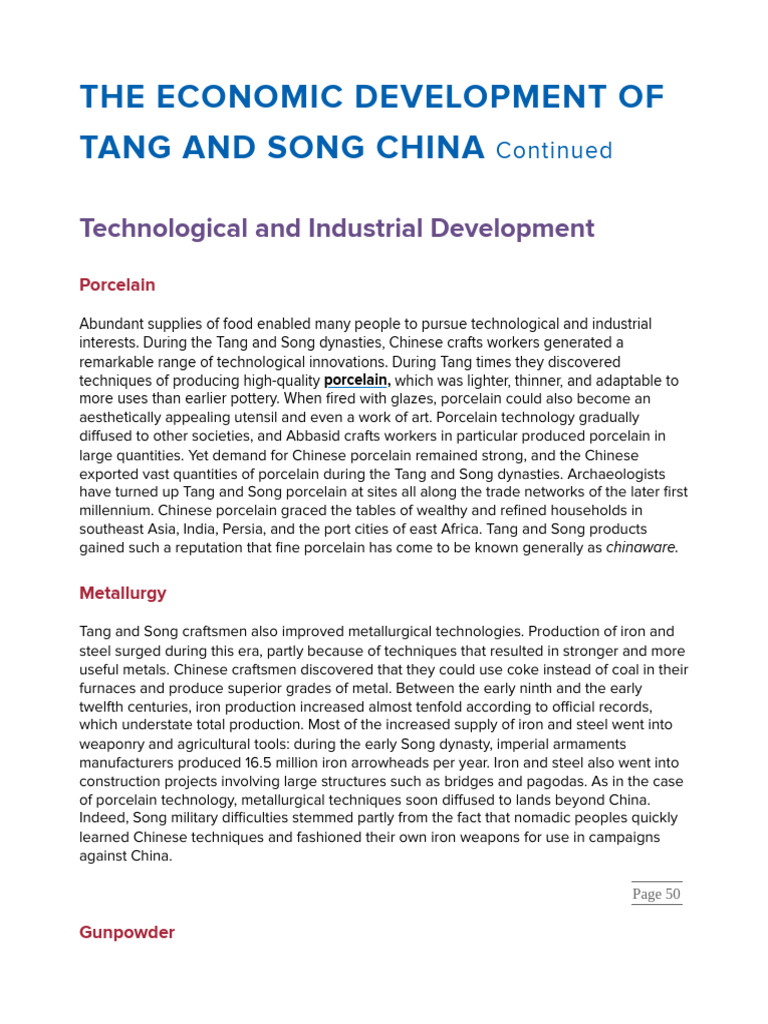 The Economic Development of Tang and Song China Continued | PDF