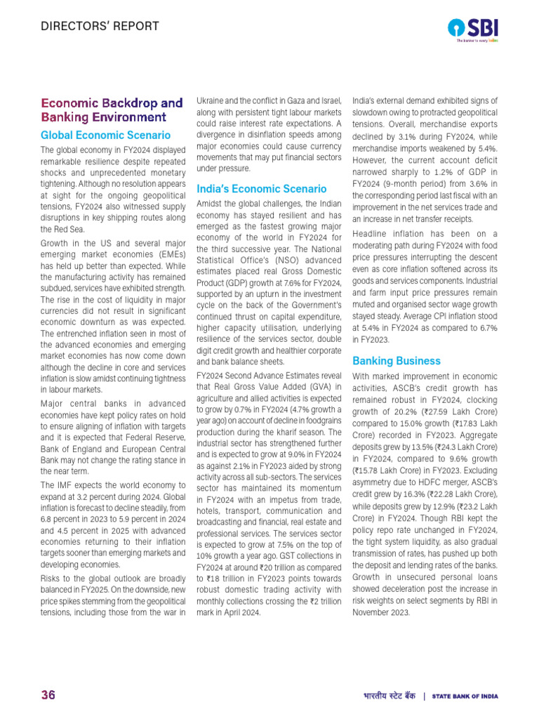 SBI Director Report | PDF