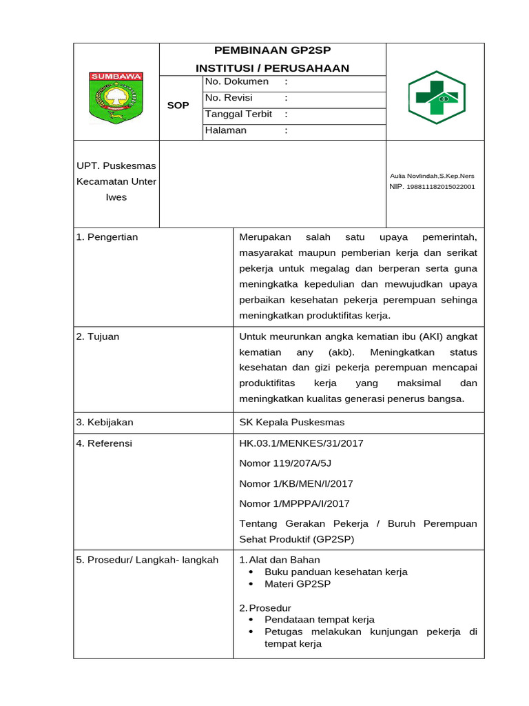 SOP Pembinaan GP2SP | PDF