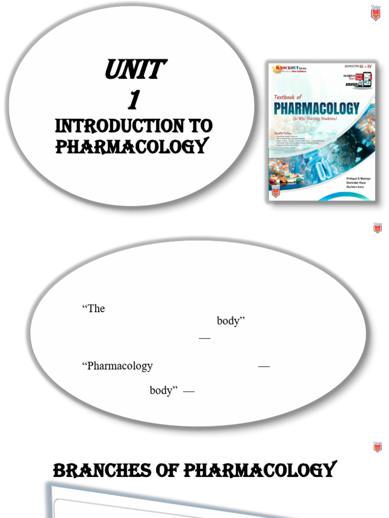 Pharmacology Volume 1 Unit 1 Introduction To Pharmacology | PDF