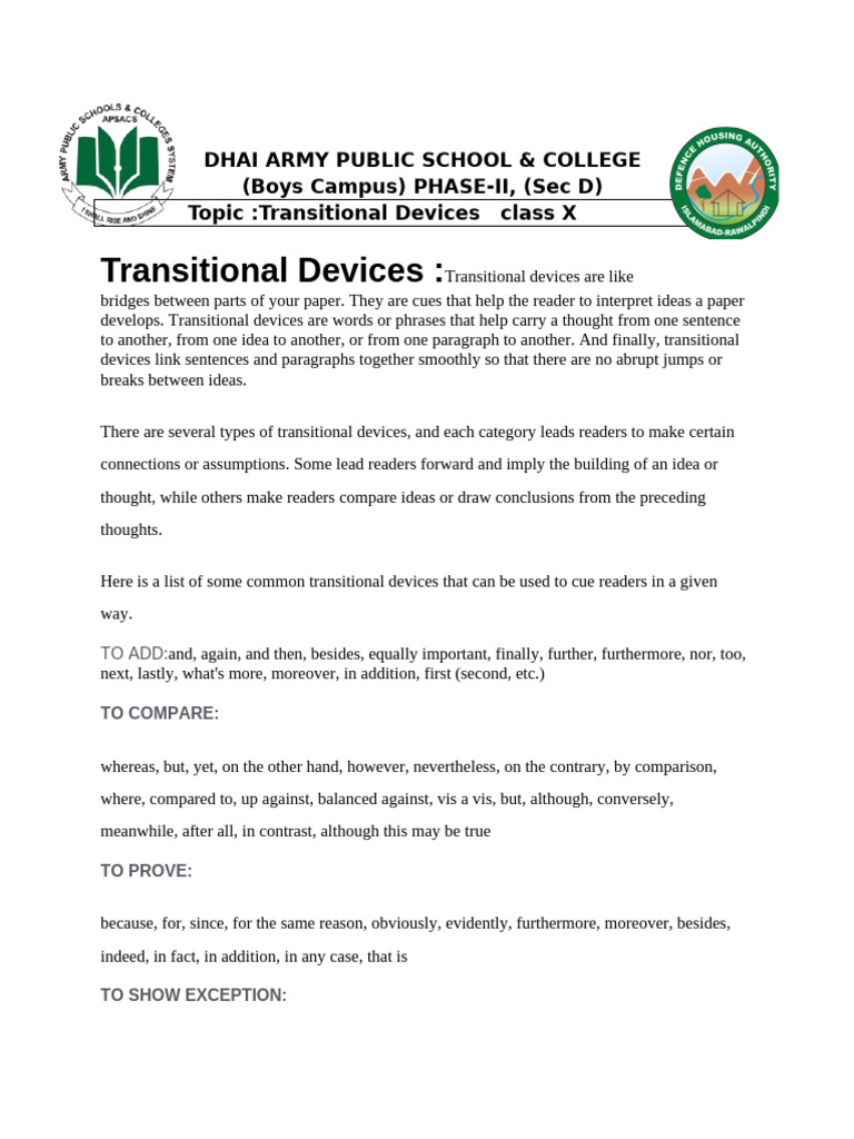 Transitional Device Notes Prepared by Ms Farida Kayani | PDF